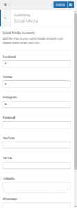 Social Media Settings - Coachify Theme