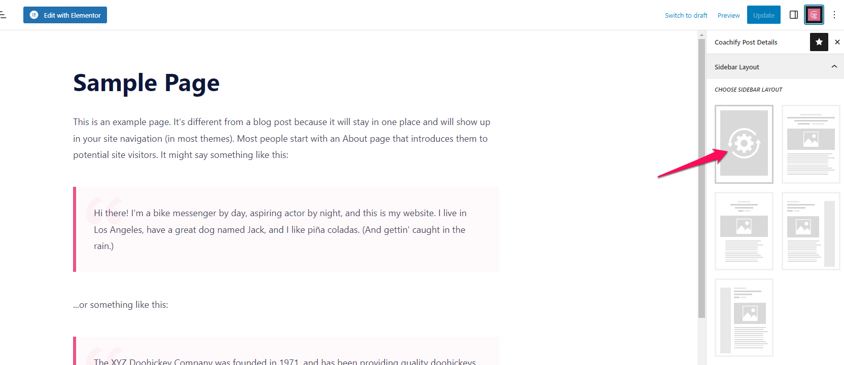 Layouts Settings - Coachify Theme