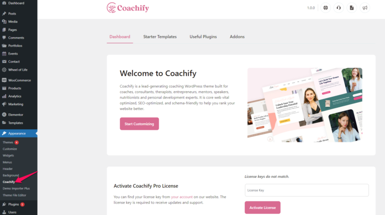 Coachify Dashboard - Coachify Theme