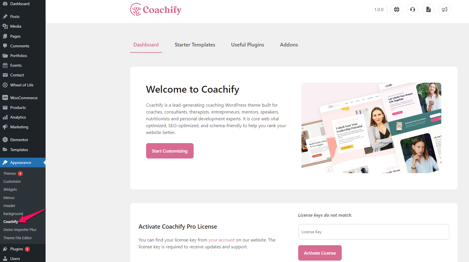 Coachify Dashboard - Coachify Theme